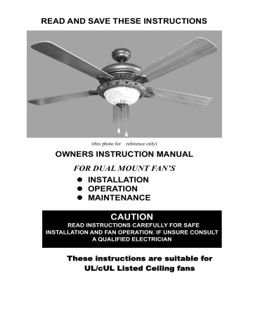 Ceiling Fan Instruction Manual | Manualzz