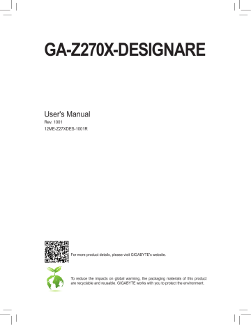 GIGABYTE GA-Z270X DESIGNARE User's Manual | Manualzz