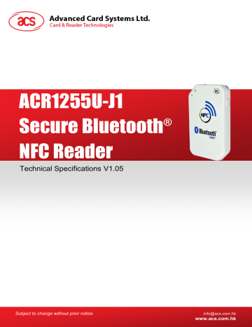 ACS ACR1255U-J1 Secure Bluetooth NFC Reader Technical Specifications ...