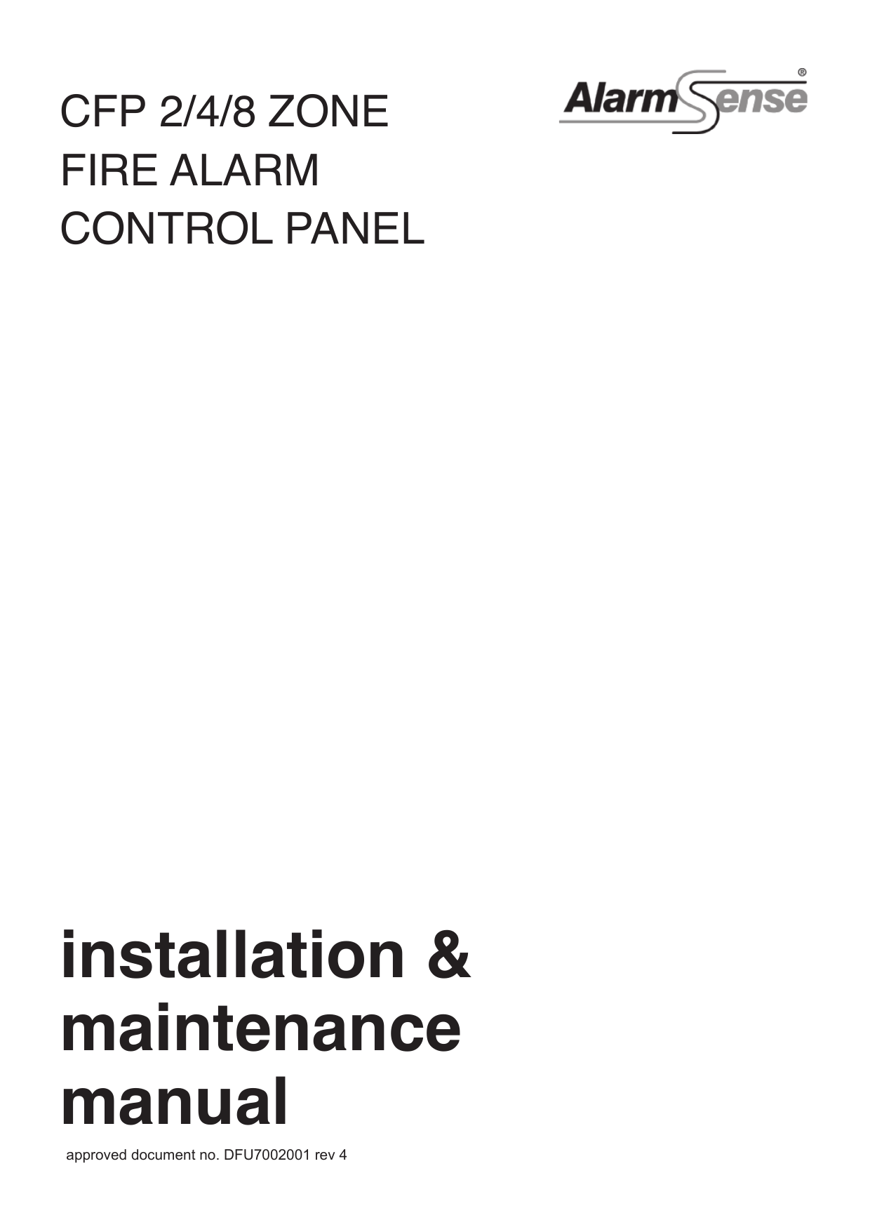 CFP Alarmsense Installation Manual | Manualzz