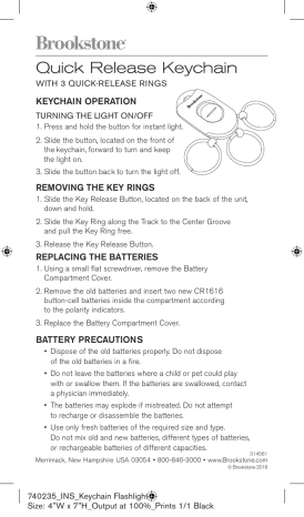 Brookstone Quick Release Keychain User Manual | Manualzz