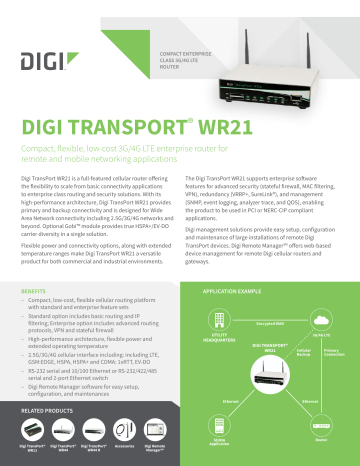 Digi TransPort WR21 Datasheet | Manualzz