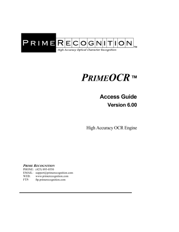 PrimeOCR Access Guide - High Accuracy OCR Engine | Manualzz