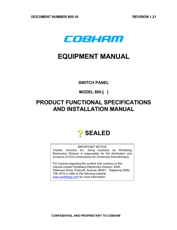 Cobham 805-[ ] Equipment Manual | Manualzz