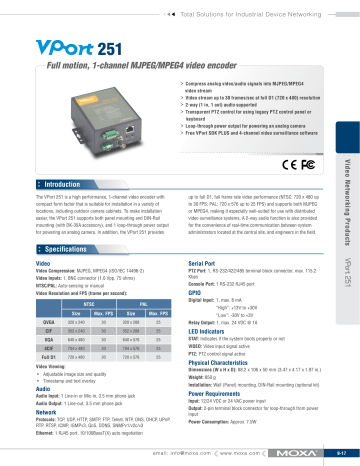 MOXA VPort 251 Datasheet | Manualzz