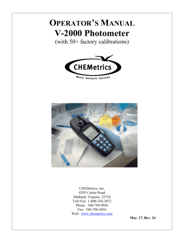 V-2000 Photometer Operator's Manual | Manualzz