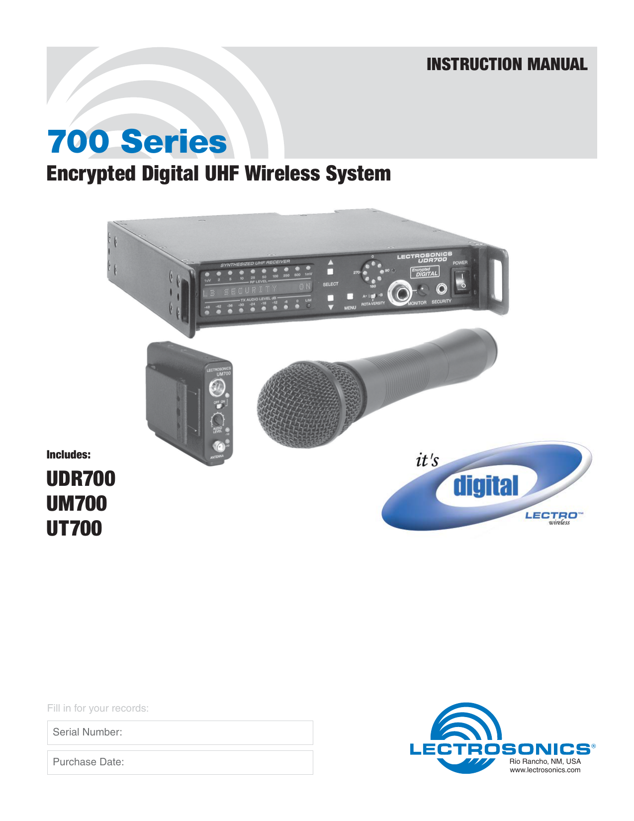 Lectrosonics UT700 Instruction manual | Manualzz