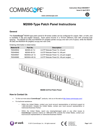 M2000-Type Patch Panel Instructions | Manualzz