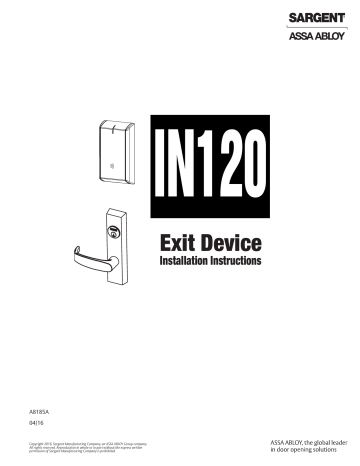Assa Abloy SARGENT IN120 Installation Instructions Manual | Manualzz