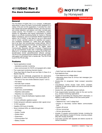 Notifier 411UDAC Rev 2 Data Sheet | Manualzz