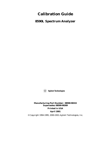 Spectrum Analyzer 8590L 8590L Calibration Guide | Manualzz