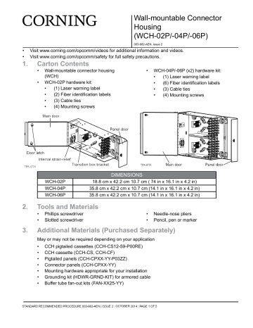 Corning WCH-02P manual | Manualzz