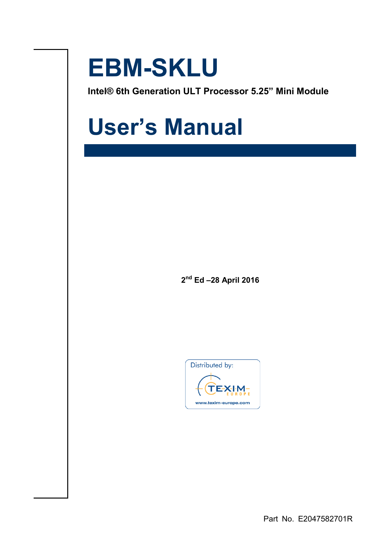 Avalue Technology EBM-SKLU User manual | Manualzz