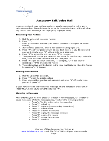 Voice Mail User Manual | Manualzz