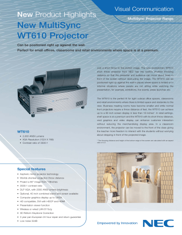 NEC WT610 CribSheet | Manualzz