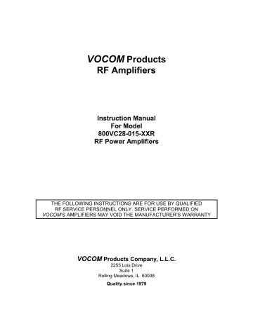 VOCOM 800VC28-015-XXR RF Amplifier Instruction Manual | Manualzz