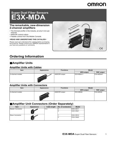Omron E3X-MDA Series Datasheet | Manualzz