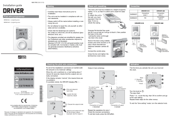 DELTA DORE Driver 620 Installation manual | Manualzz