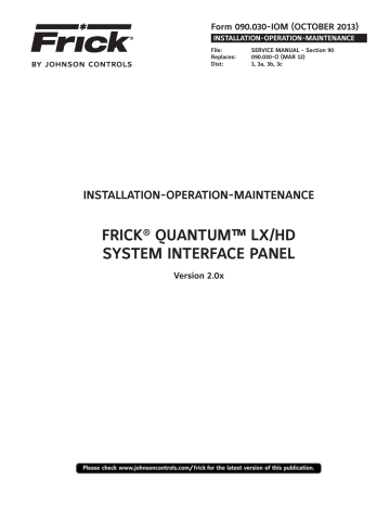 Frick QUANTUM HD Installation Operation & Maintenance | Manualzz