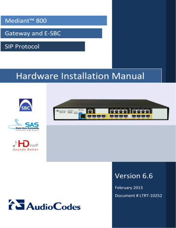AudioCodes Mediant 800 Hardware Installation Manual | Manualzz
