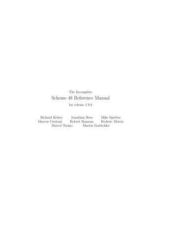 Scheme 48 Reference Manual - Software | Manualzz