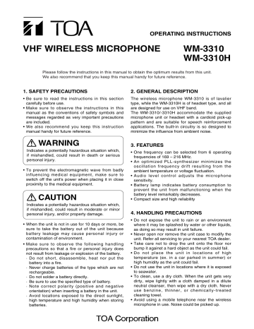 TOA WM-3310 manual | Manualzz