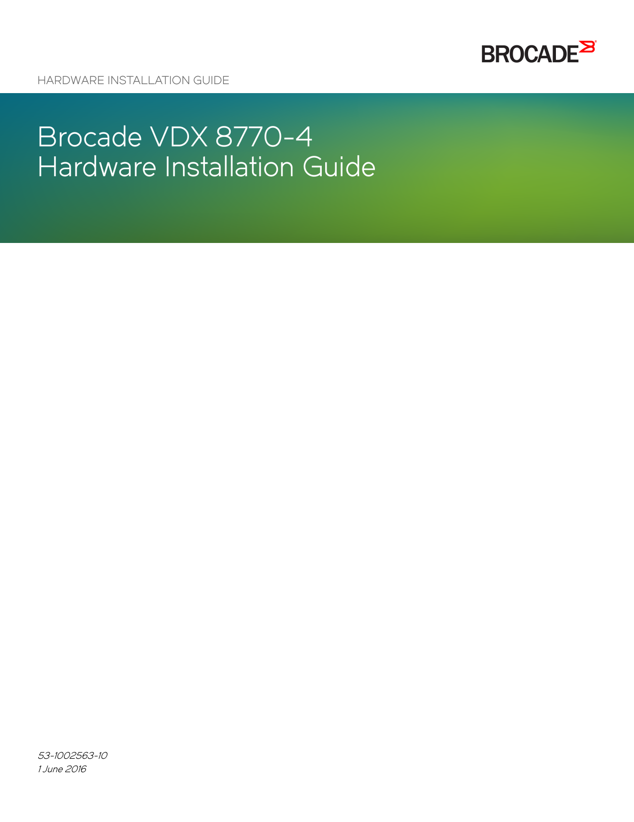 Brocade Communications Systems VDX 8770-4 Hardware Installation Manual ...
