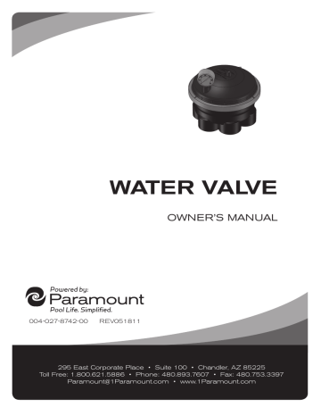 Paramount Water Valve Owner's Manual | Manualzz