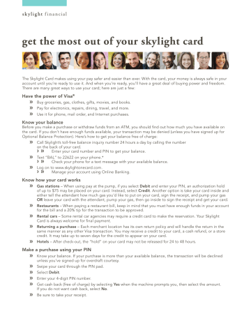 Skylight One Paycard User Manual | Manualzz