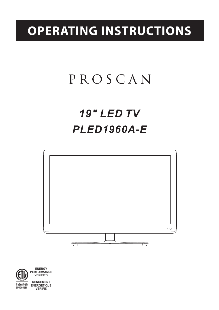 ProScan PLED1960A-E Operating Instructions Manual | Manualzz
