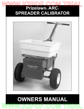 Prizelawn ARC Spreader Calibrator Owners Manual | Manualzz