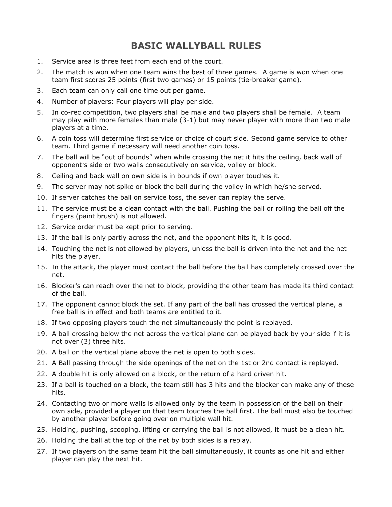 Wallyball Rules Douglas Sports Nets And Equipment