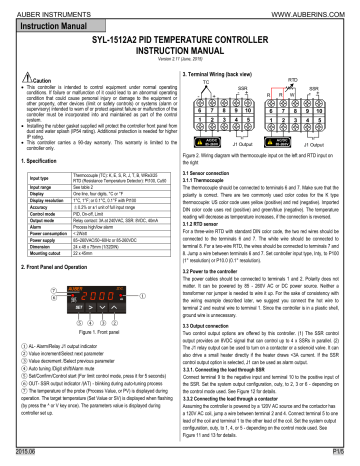 Auber SYL-1512A2 PID Temperature Controller Instruction Manual | Manualzz