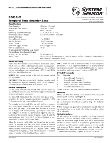 System Sensor B501BHT Product manual | Manualzz