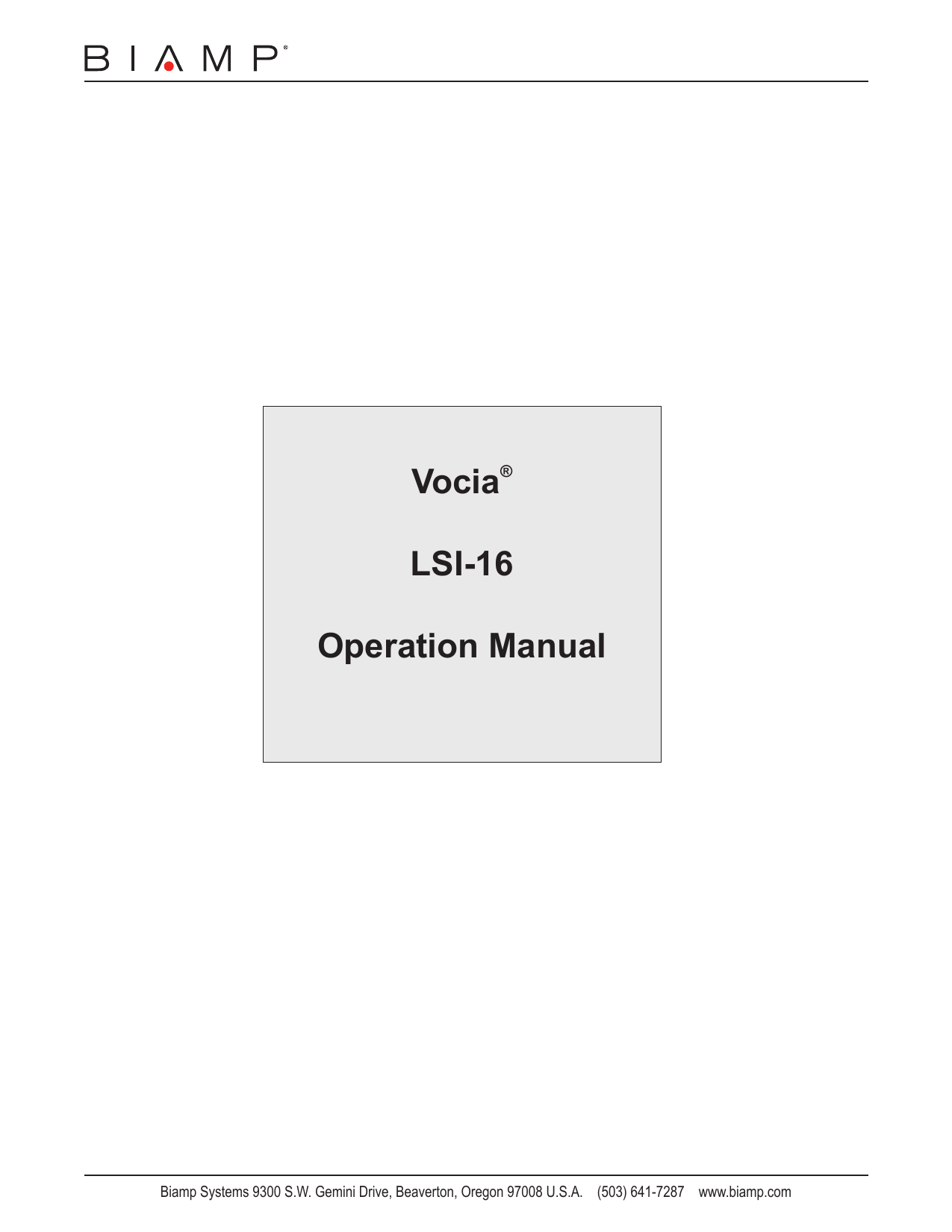 Vocia® LSI-16 Operation Manual | Manualzz