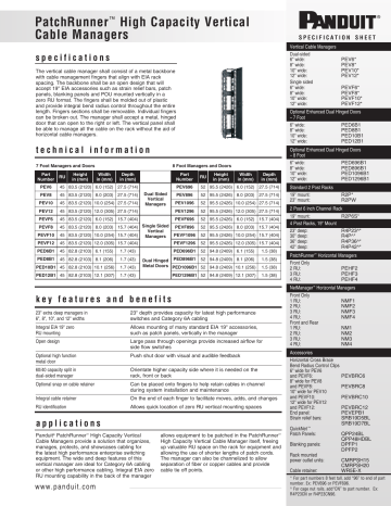 Panduit PED6B1 Dual-Hinged Door Specification Sheets | Manualzz