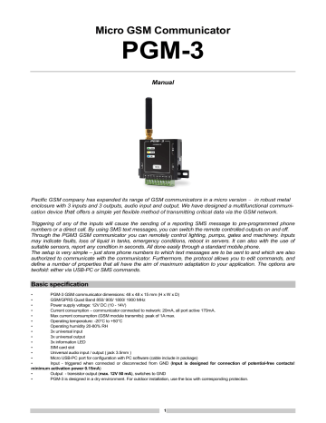 GSM communicator PGM 3 Manual | Manualzz