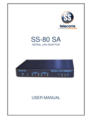 Serial LAN Adaptor SS-80 SA User Manual | Manualzz