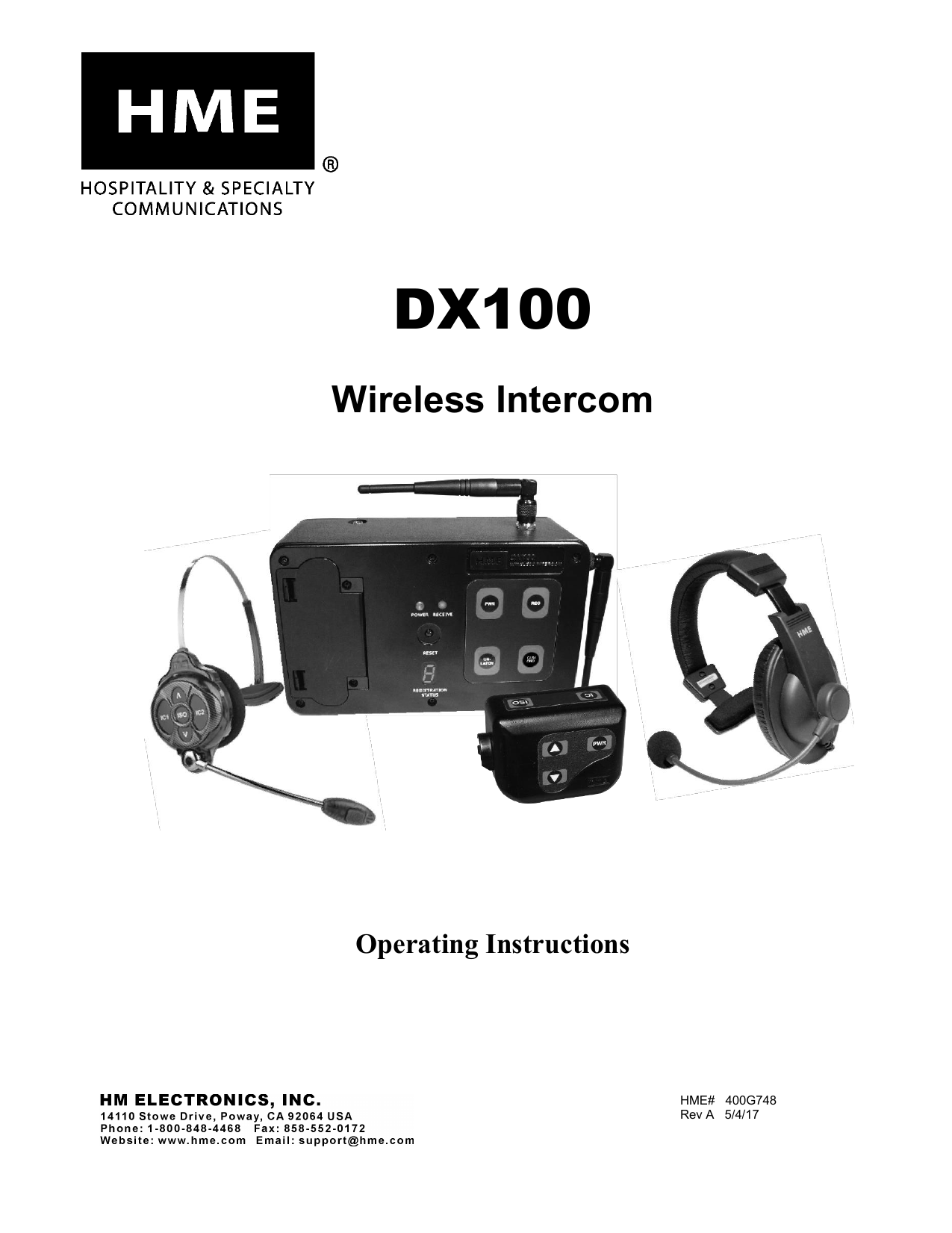 HME DX100 Operating Instructions Manual | Manualzz