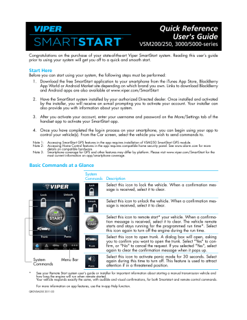 Viper SmartStart VSM200 Series Quick Reference | Manualzz