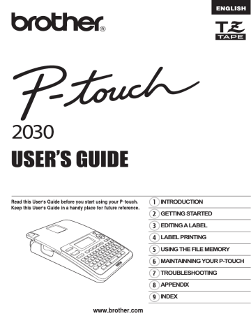 Brother P-touch 2030 User's Guide | Manualzz