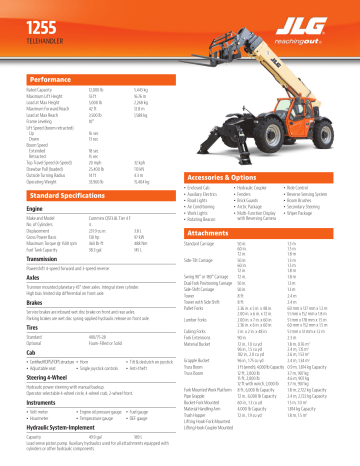 JLG 1255 A Telehandler Specification | Manualzz