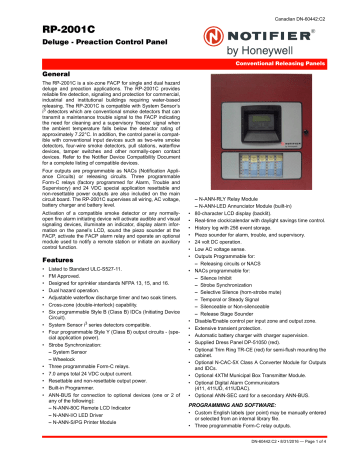 Notifier RP-2001C Data Sheet | Manualzz