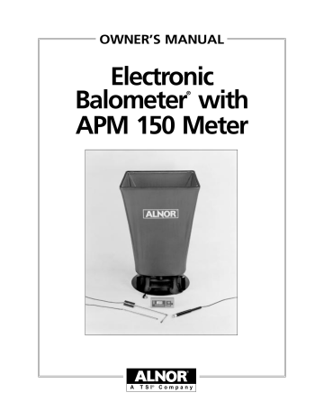 Electronic Balometer APM 150 Owner's Manual | Manualzz