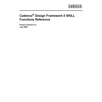 Cadence Design Framework II SKILL Functions Reference | Manualzz