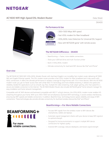 NETGEAR AC1600 D6400 Data Sheet | Manualzz