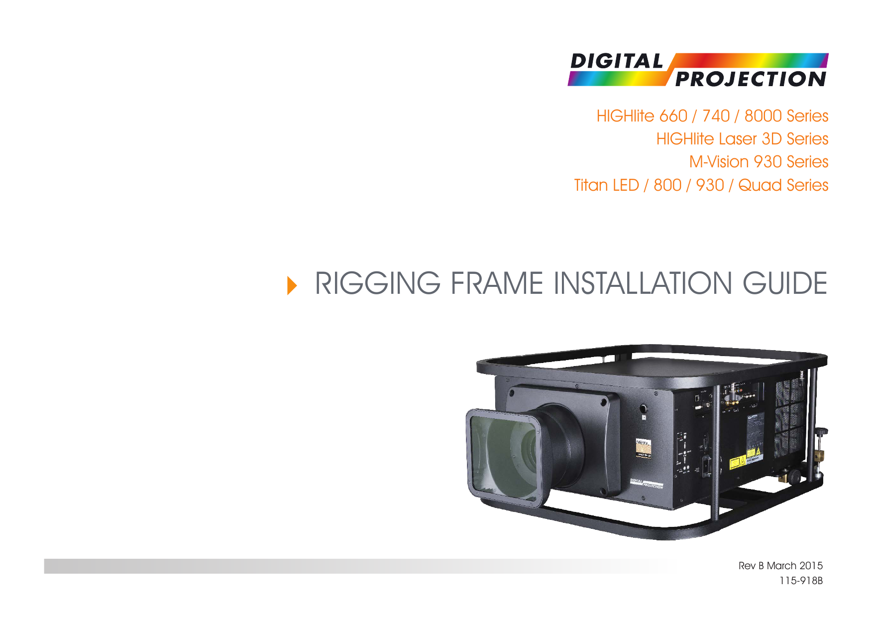 Digital Projection RIGGING FRAME Installation manual | Manualzz