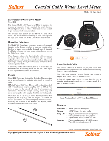 Solinst 102M Mini Laser Marked Water Level Meter Datasheet | Manualzz