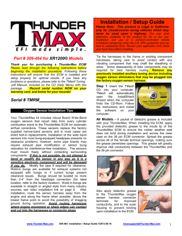 ThunderMax ECM XR1200 Installation / Setup Guide | Manualzz