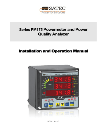 Satec PM175 Series Installation and Operation Manual | Manualzz